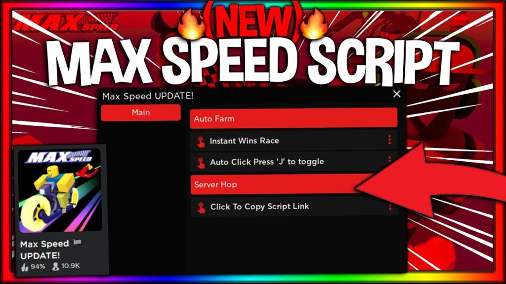 Max Speed Script (Win, Auto Farm, Clicker, Server Hop)